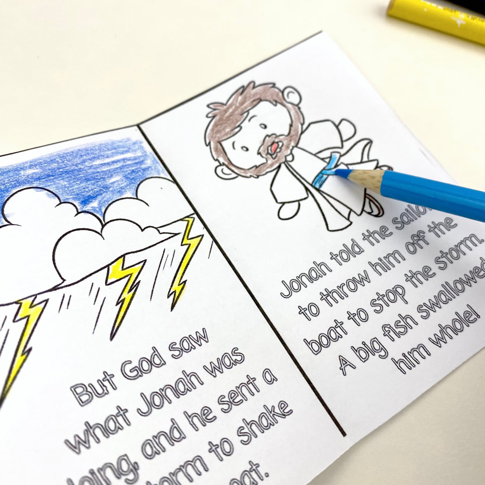 Jonah and the Whale Mini Coloring Book for Kids, Printable Coloring ...