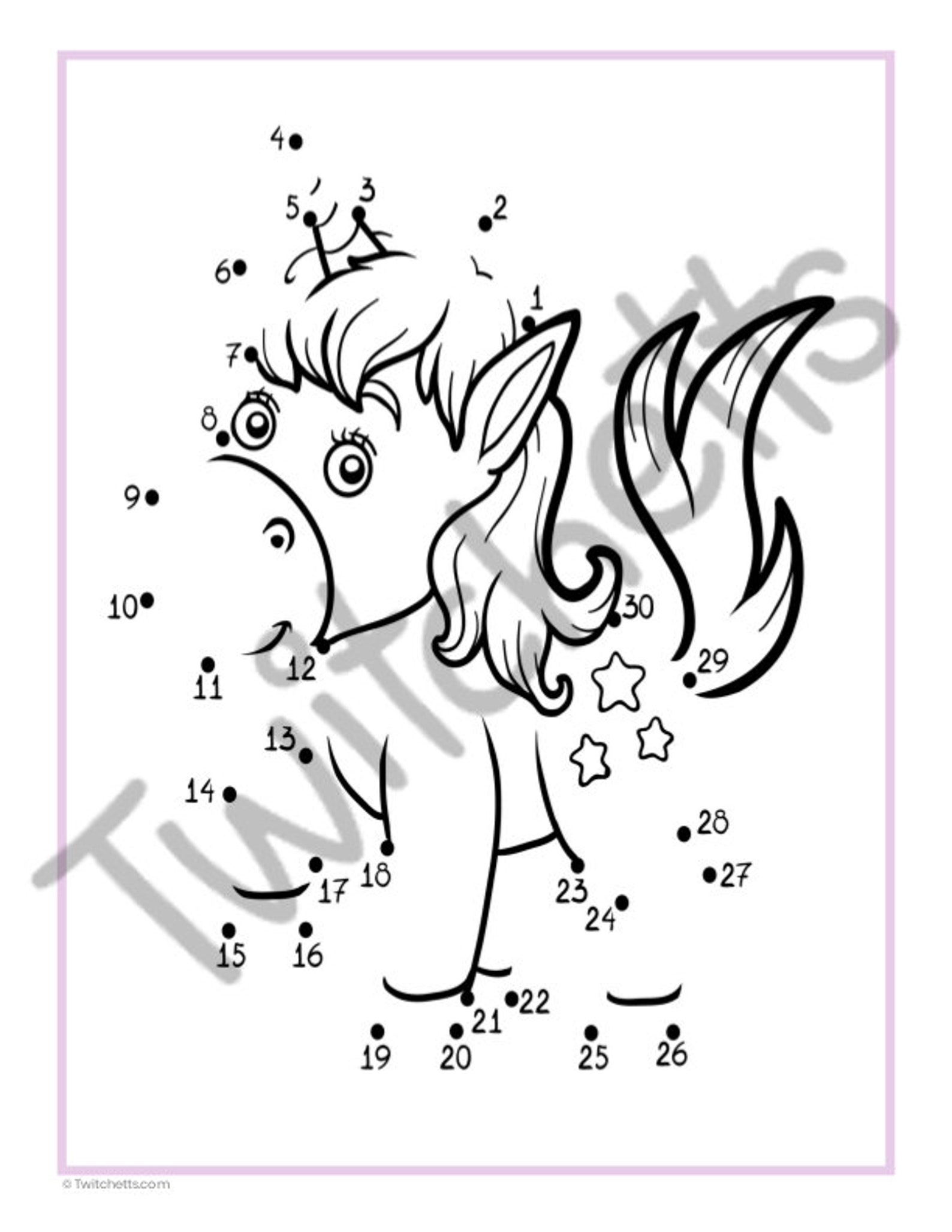 Unicorn Connect the Dots Printable Activity for Kids, Unicorn Birthday ...