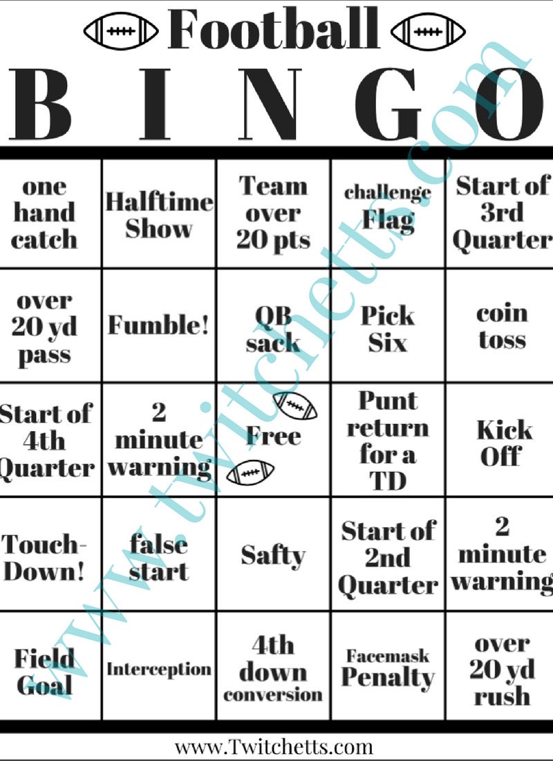 Football Bingo, Watch Party Game, Football Game Printable, Family ...