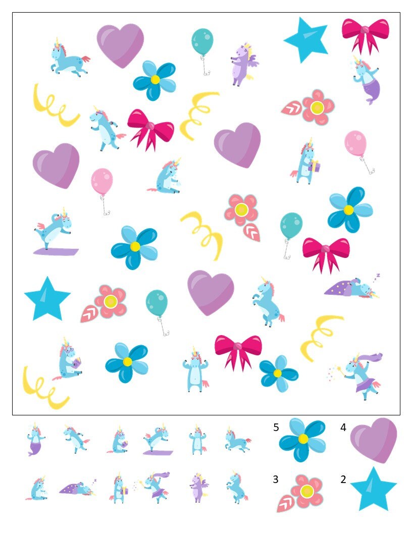 Unicorn I Spy Printable Game for Birthday Parties and Group Activities ...