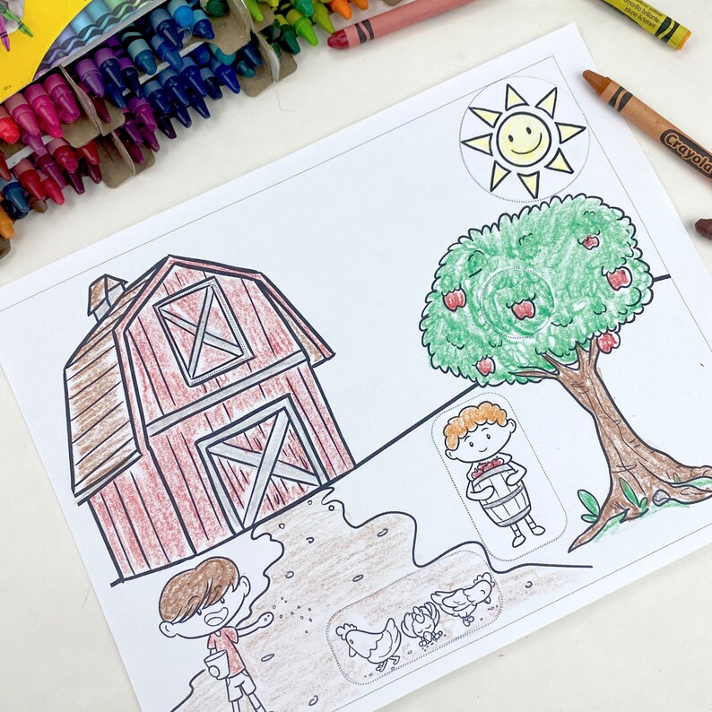 Farm Animal Cut and Color, Printable Kids Craft, Easy Farm Craft for ...