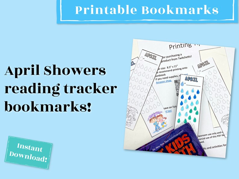 April Book Tracker Bookmark, Printable Reading Log for Kids to Keep ...
