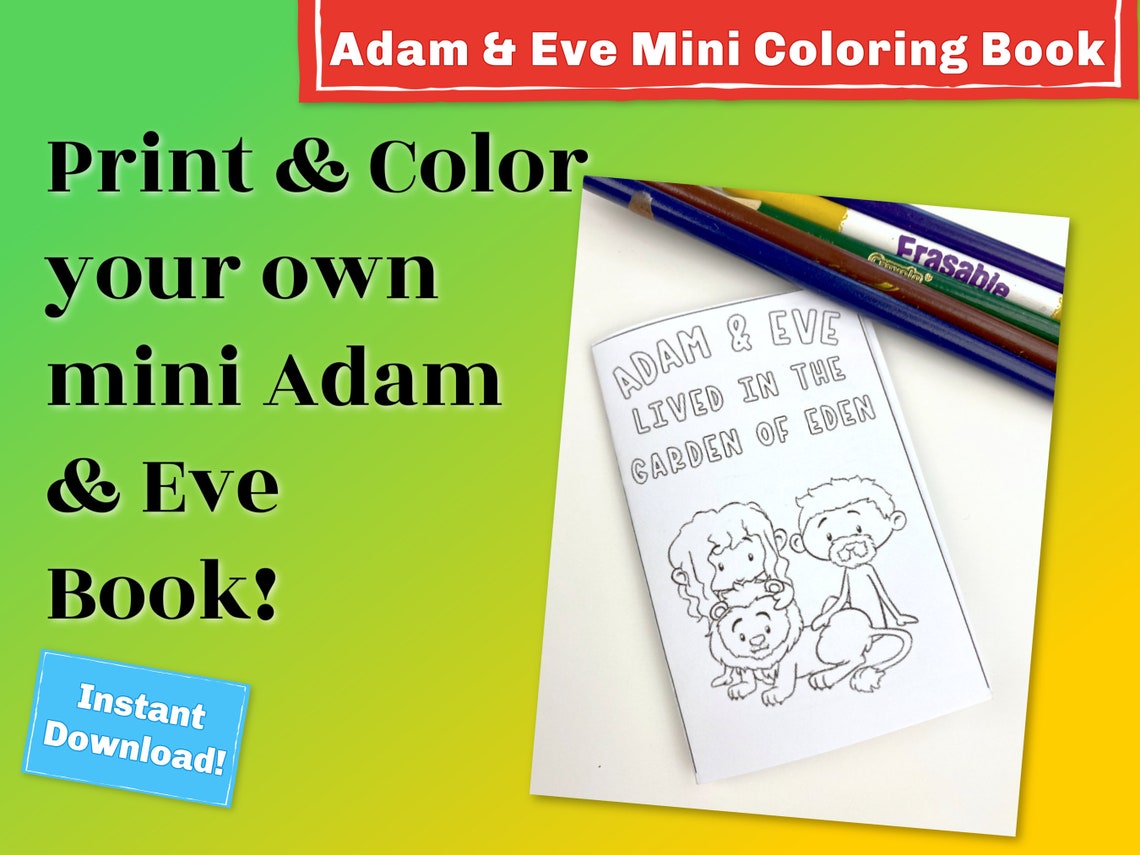 Mini Adam and Eve Coloring Book. Printable Coloring Page That Helps ...
