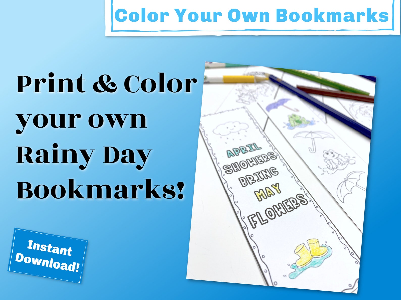 Rain Bookmarks for Kids. These Spring Bookmarks Are Perfect for the ...