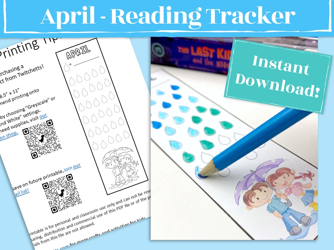 April Book Tracker Bookmark, Printable Reading Log for Kids to Keep ...