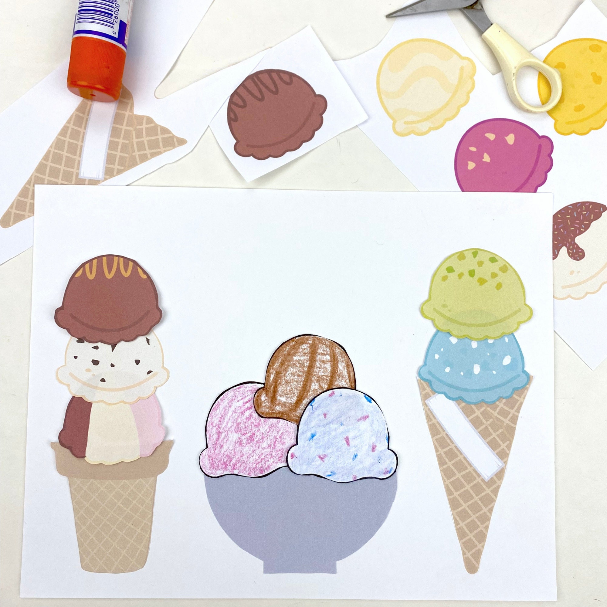 Ice Cream Cut and Play, Printable Kids Craft, Easy Ice Cream Template ...