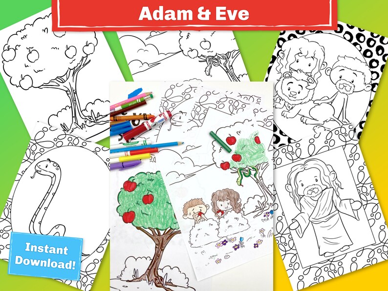Adam and Eve Coloring Pages. 6 Religious Coloring Sheets That Help ...