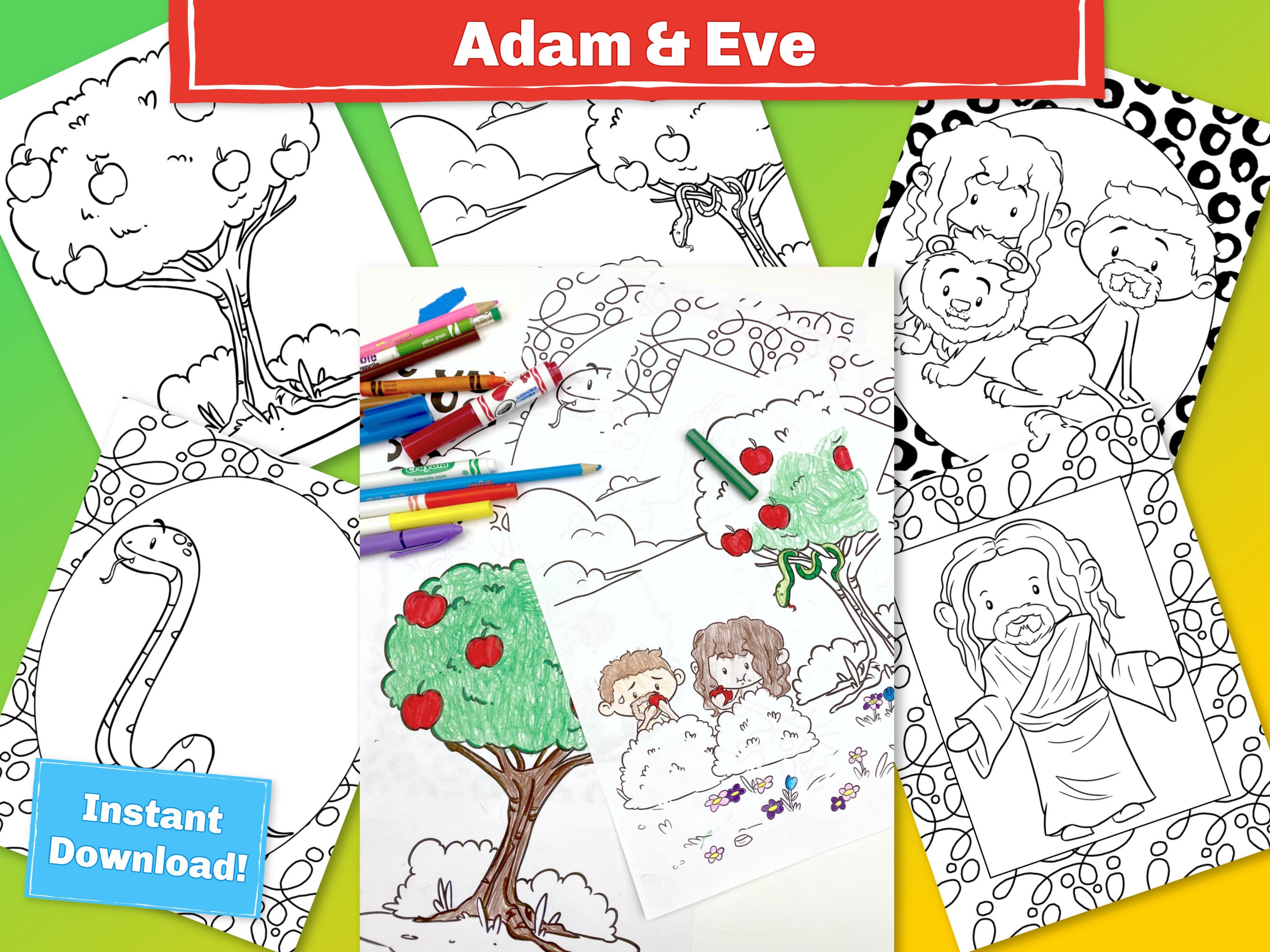 Adam and Eve Coloring Pages. 6 Religious Coloring Sheets That Help ...