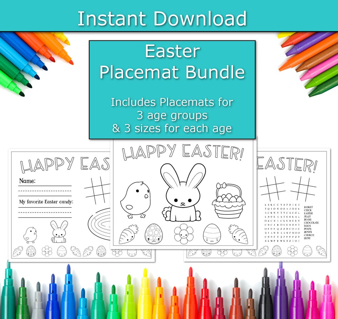 Easter Placemat Bundle, Kids Table Printables, Easter Table Fun, Easter ...