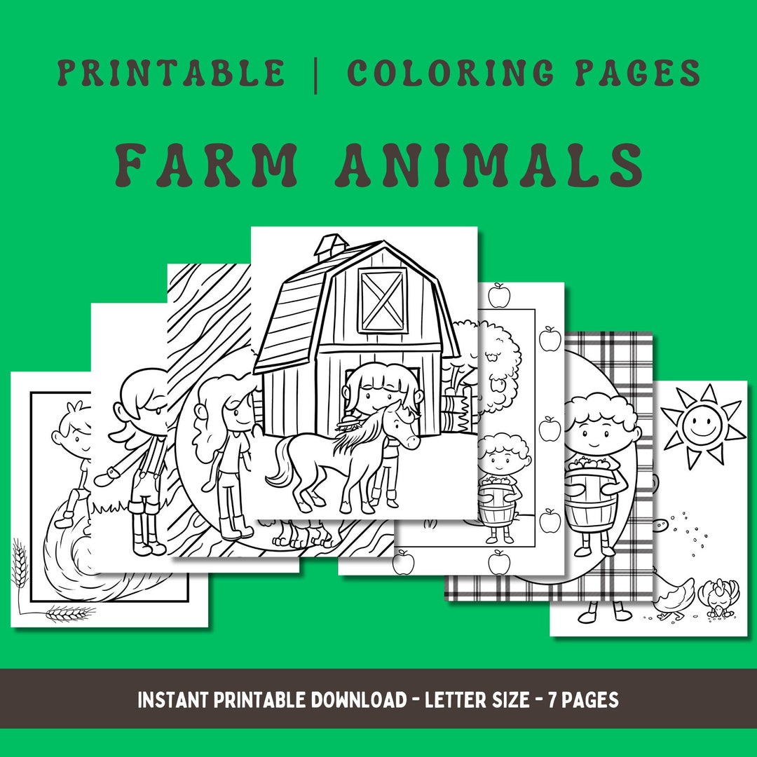 Farm Animals Coloring Pages for Kids, Printable Coloring Activity for a ...