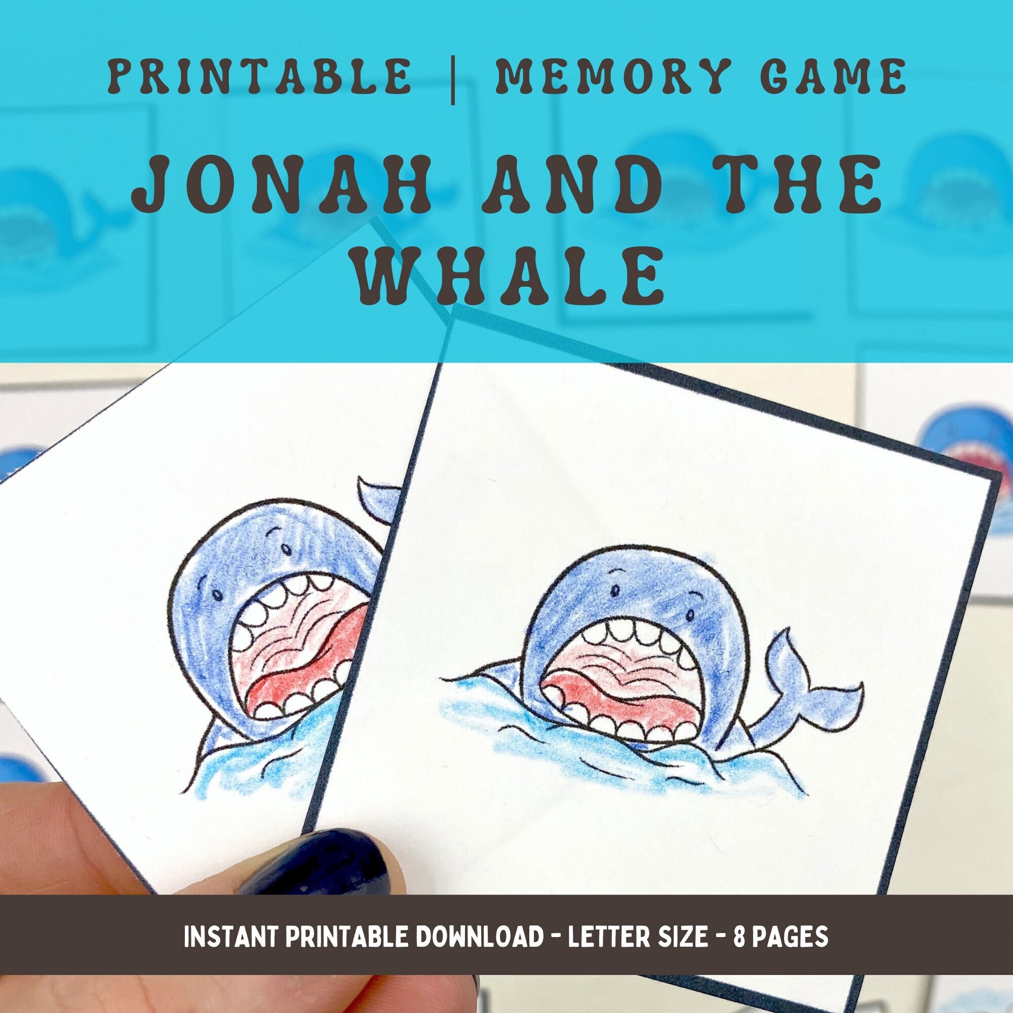Jonah and the Whale Matching Game, Printable Memory Game for a Sunday ...