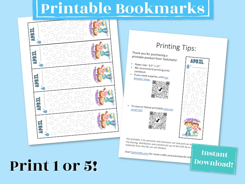 April Book Tracker Bookmark, Printable Reading Log for Kids to Keep ...