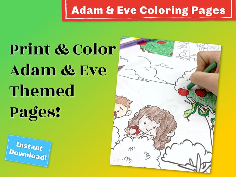 Adam and Eve Coloring Pages. 6 Religious Coloring Sheets That Help ...