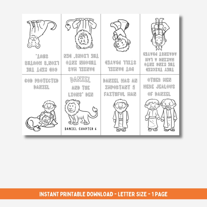 Daniel in the Lions Den Mini Coloring Book for Kids, Printable Coloring ...