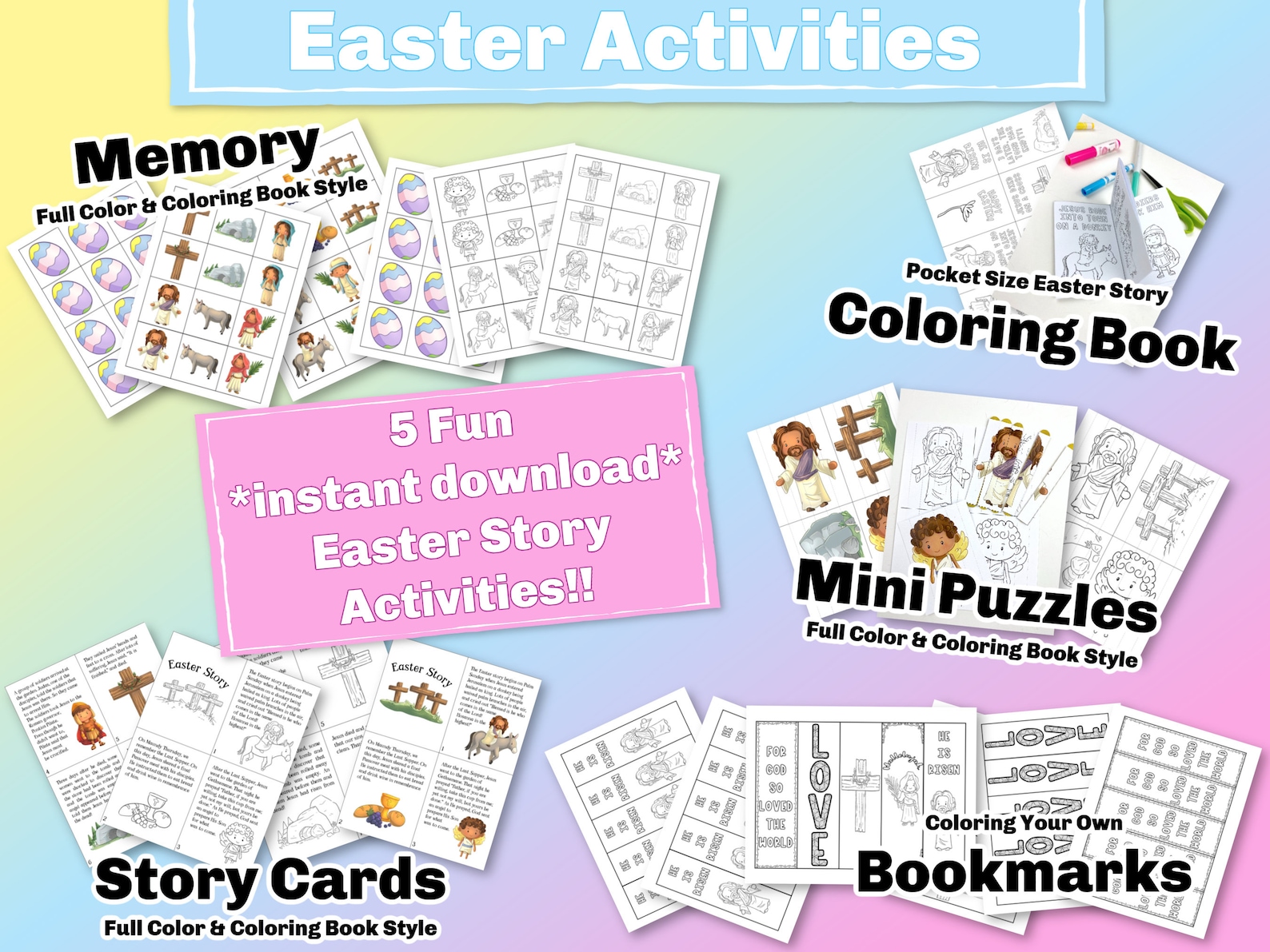 Easter Story Activities for Young Children, Printable Easter Coloring ...
