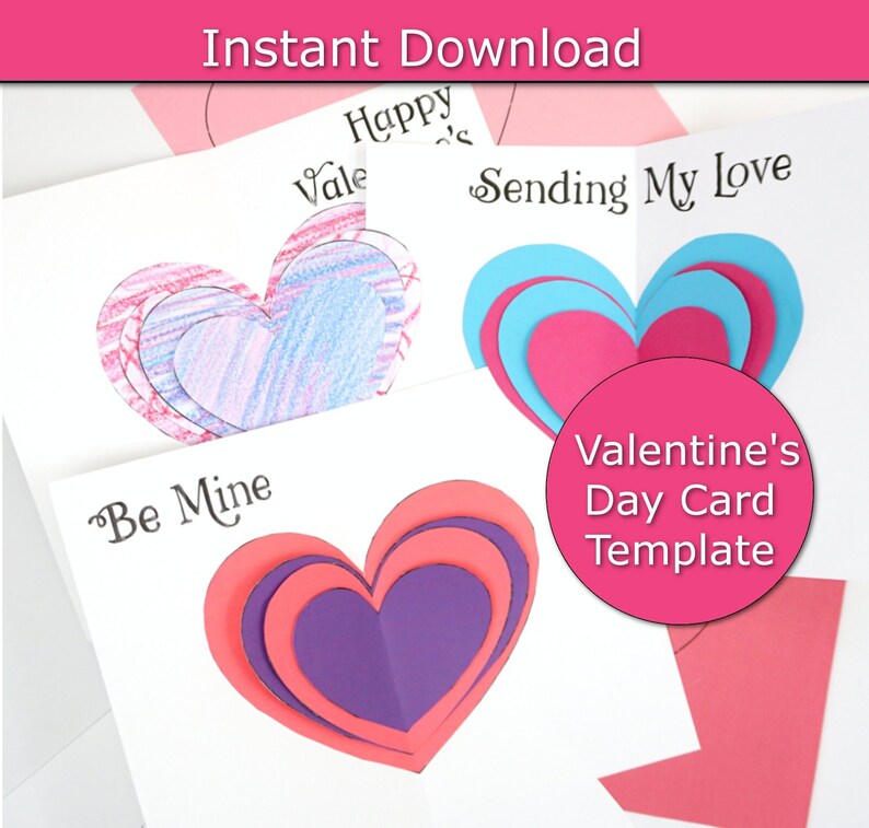 Valentines Day Cards, Card Template, Classroom Valentines, 3d ...