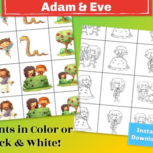 Adam and Eve Matching Game. Printable Memory Game That Helps Teach the ...