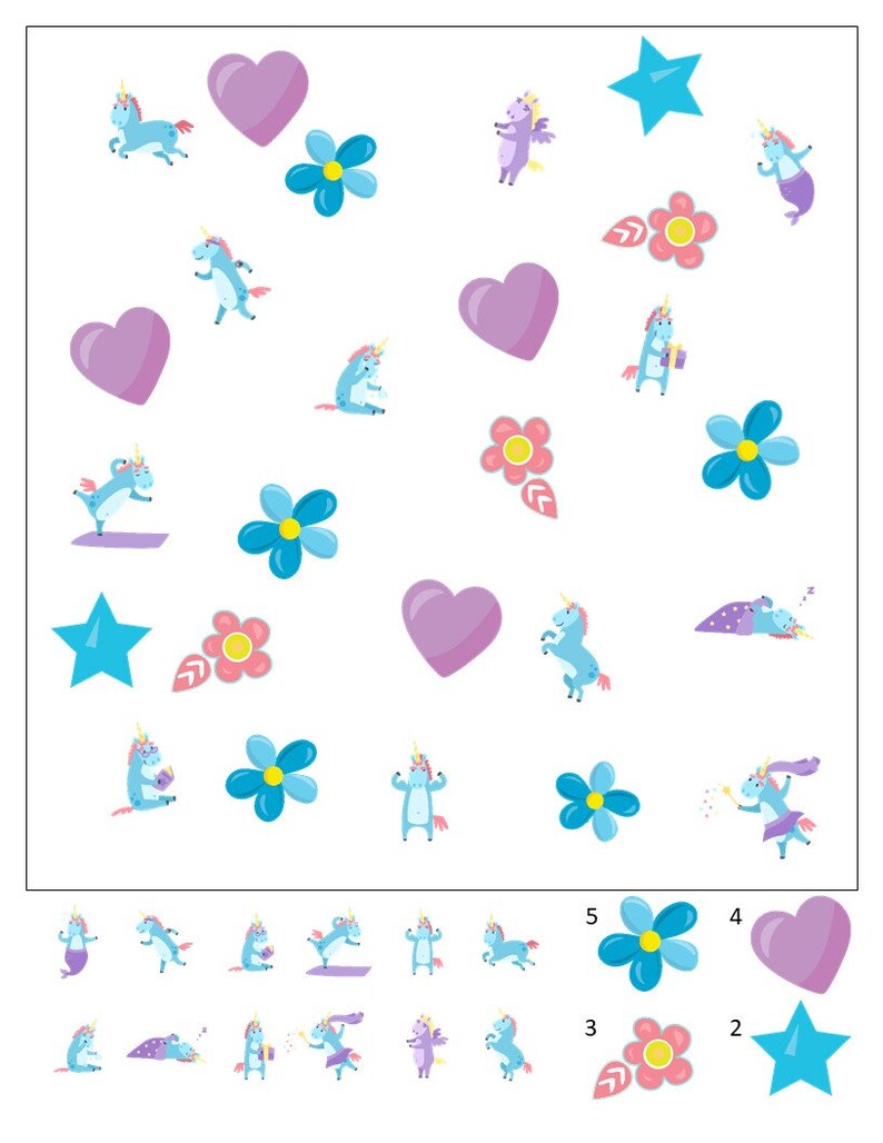 Unicorn I Spy Printable Game for Birthday Parties and Group Activities ...