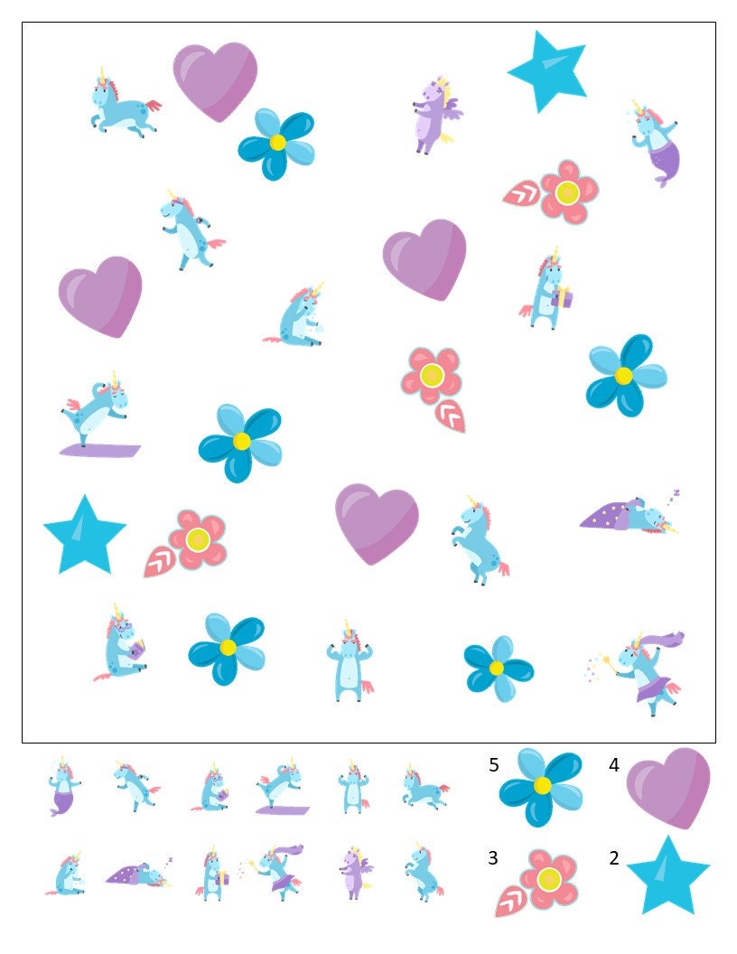 Unicorn I Spy Printable Game for Birthday Parties and Group Activities ...