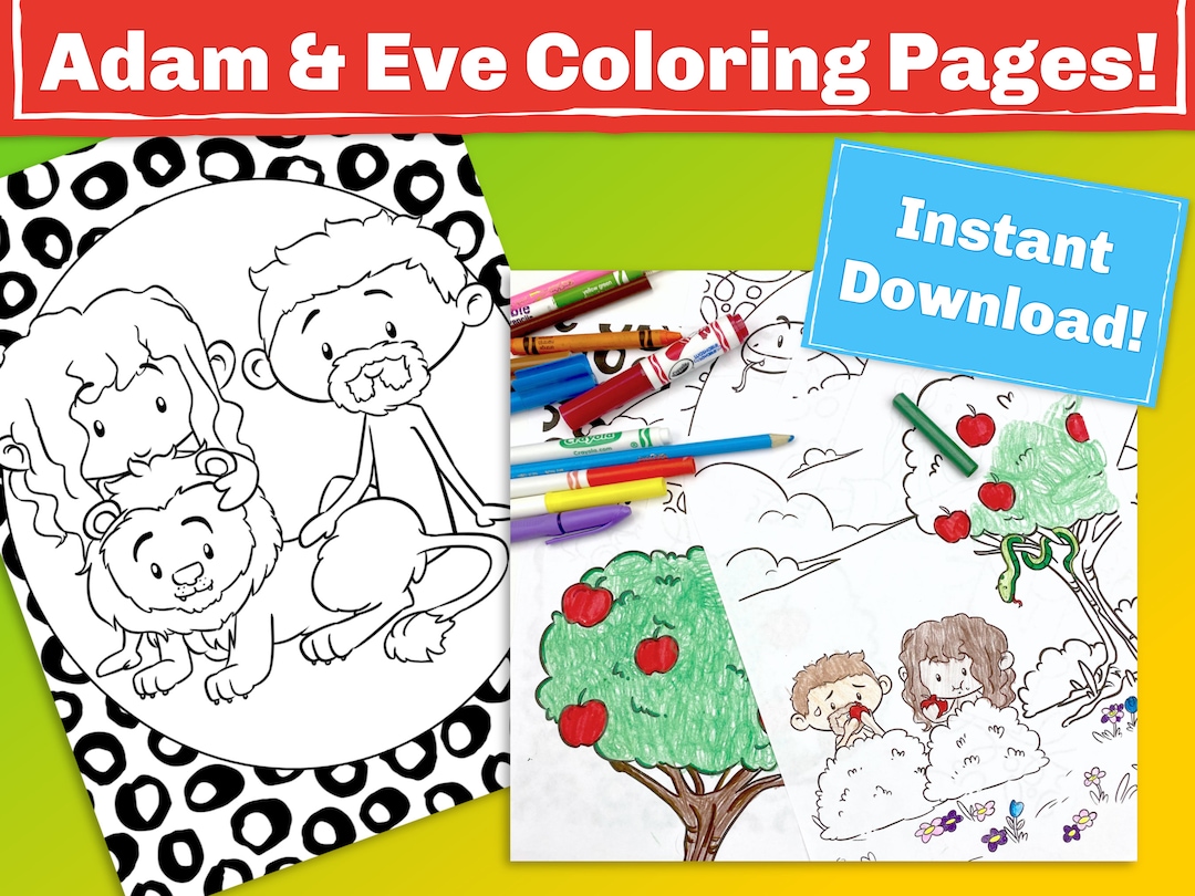 Adam and Eve Coloring Pages. 6 Religious Coloring Sheets That Help ...