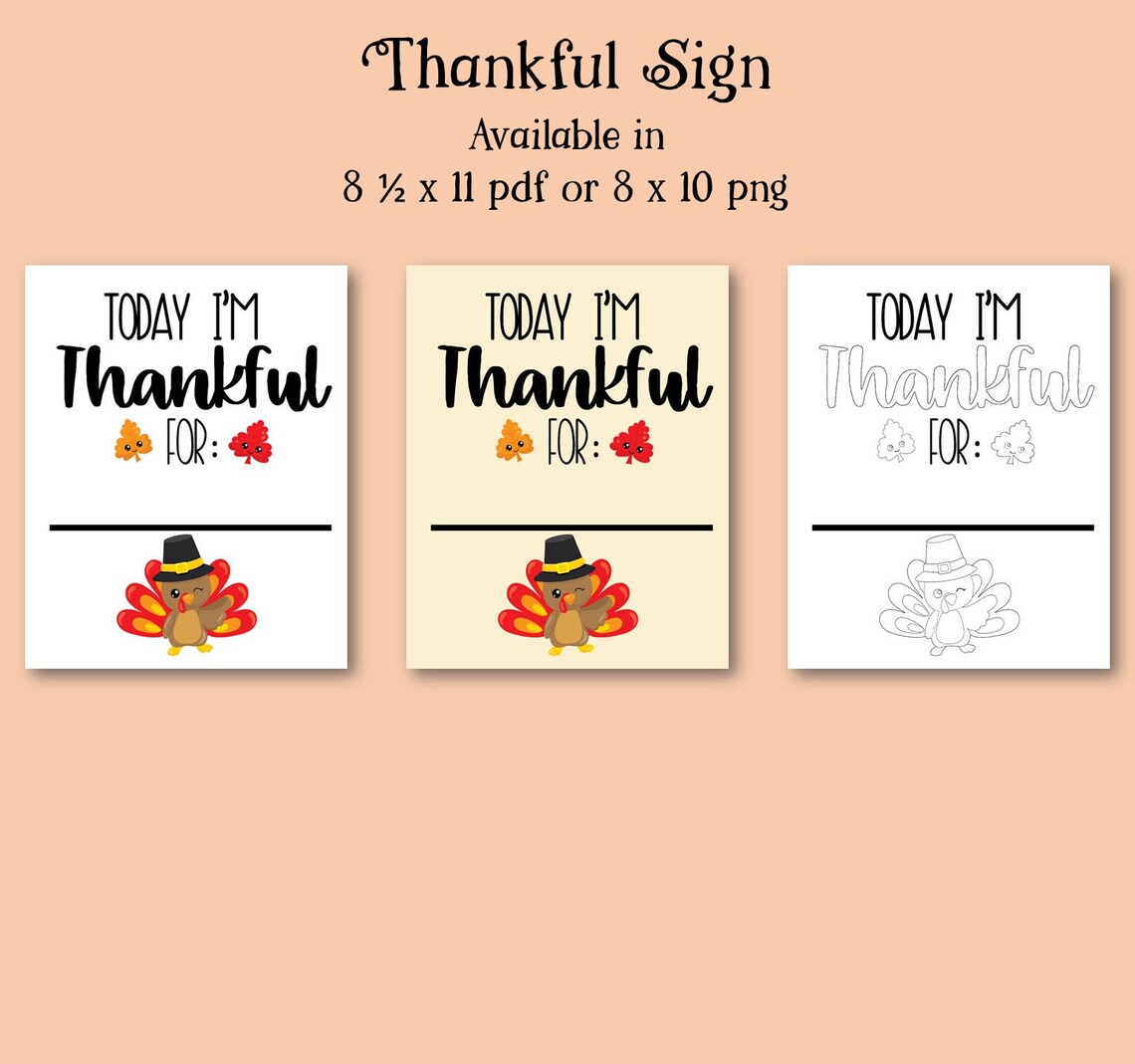 Thankful Sign, Thanksgiving Printable, Thanksgiving Activity, Gratitude ...