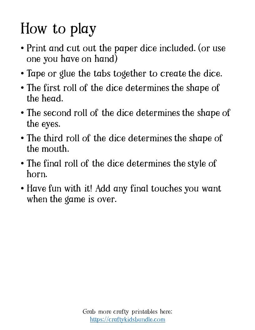 Unicorn Game, Roll a Unicorn, Party Game, Classroom Game, Drawing ...