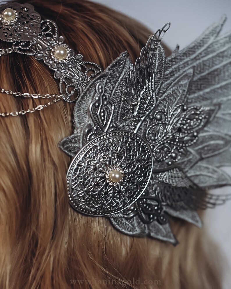 Silver Valkyrie Crown, Festival Headdress, Cosplay Tiara, Bridal Hair ...