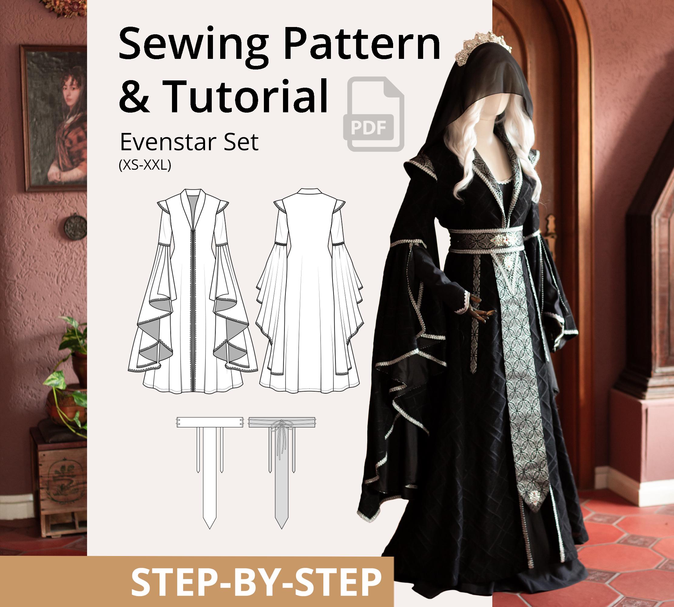 Coat Dress Sewing Pattern Set PDF – Gothic Fantasy Dress for DIY ...