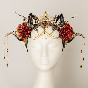 Black and Gold Cat Headpiece Fall Crown Halloween Tiara - Etsy