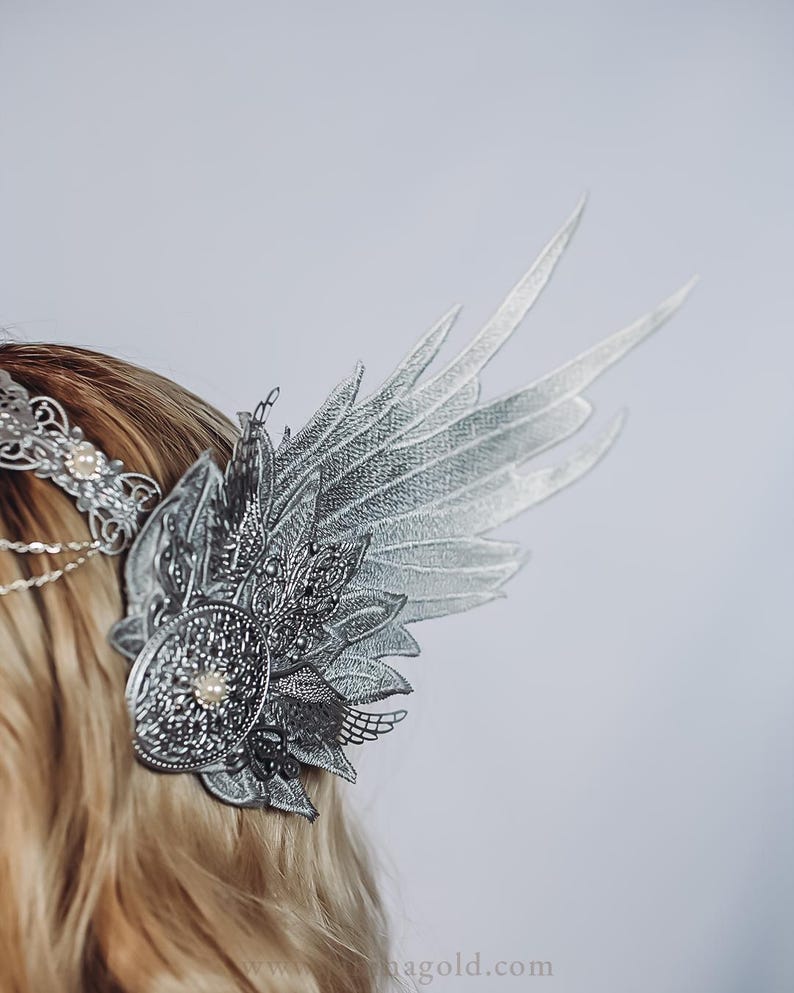Silver Valkyrie Crown, Festival Headdress, Cosplay Tiara, Bridal Hair ...