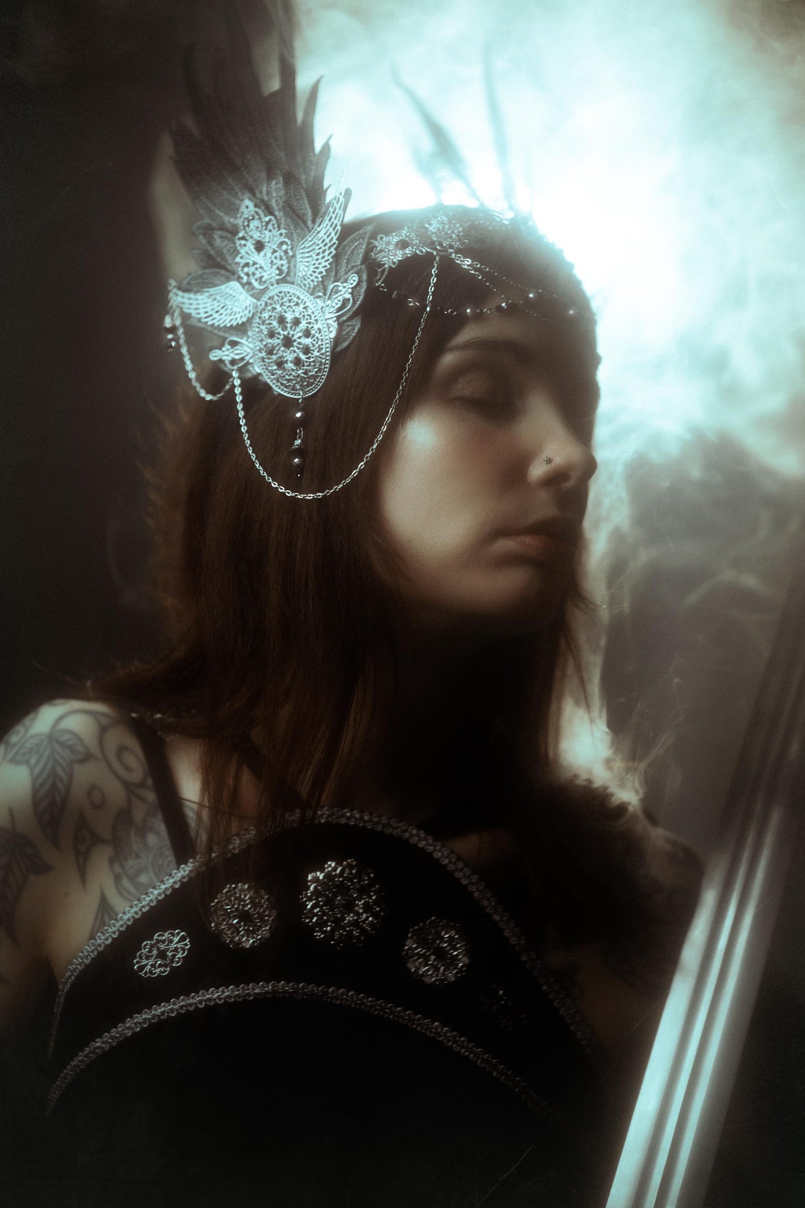 Silver and Black Valkyrie Crown, Festival Headdress, Cosplay Tiara ...