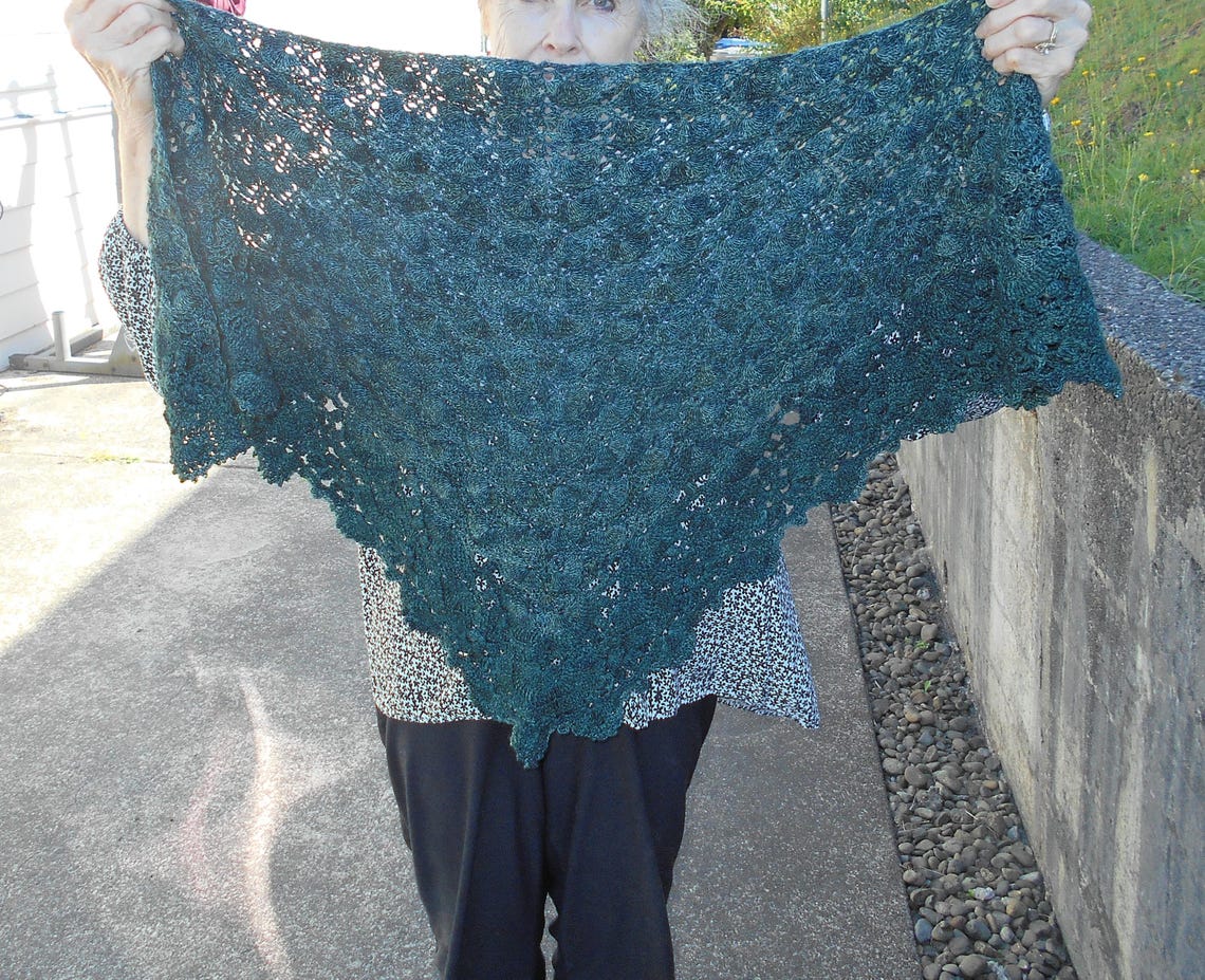 Deep Forest Green Crochet Shawl - Etsy