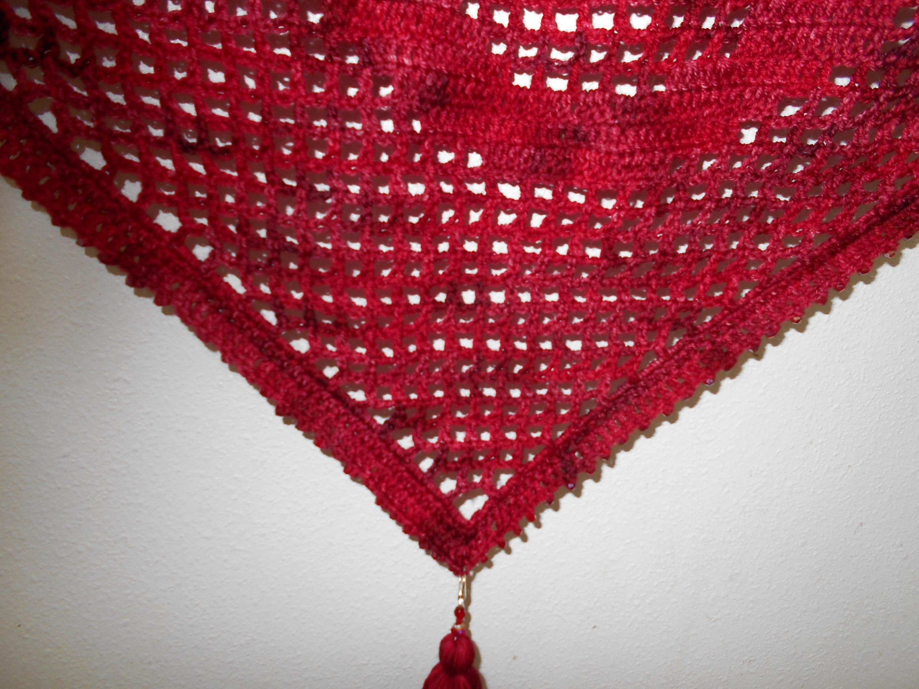 Red Crochet Dragon Shawl With Beaded Edge - Etsy