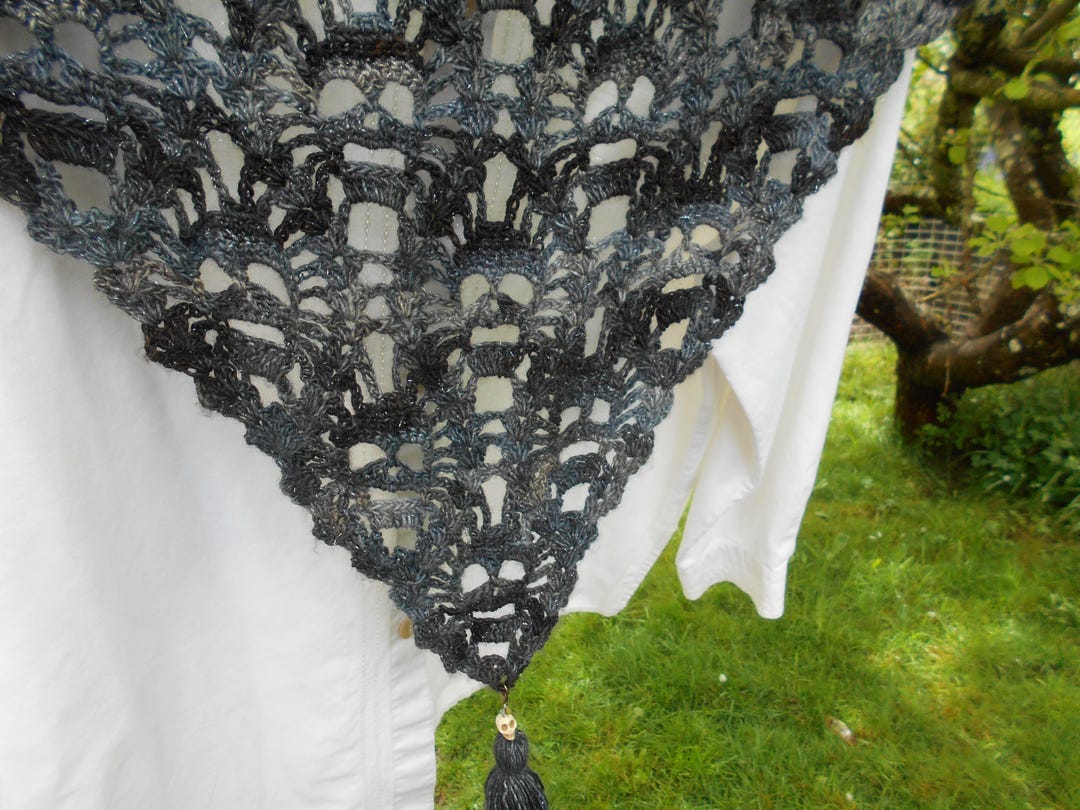 Lost Souls Crochet Scarf in Grey and Black - Etsy