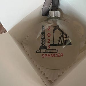 Oilfield Derrick Glass Christmas Ornament, Holiday Decor for Oil ...