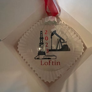 Oilfield Derrick Glass Christmas Ornament, Holiday Decor for Oil ...
