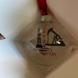 Oilfield Derrick Glass Christmas Ornament, Holiday Decor for Oil ...