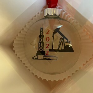 Oilfield Derrick Glass Christmas Ornament, Holiday Decor for Oil ...