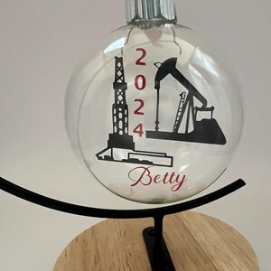 Oilfield Derrick Glass Christmas Ornament, Holiday Decor for Oil ...