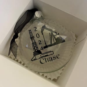Oilfield Derrick Glass Christmas Ornament, Holiday Decor for Oil ...