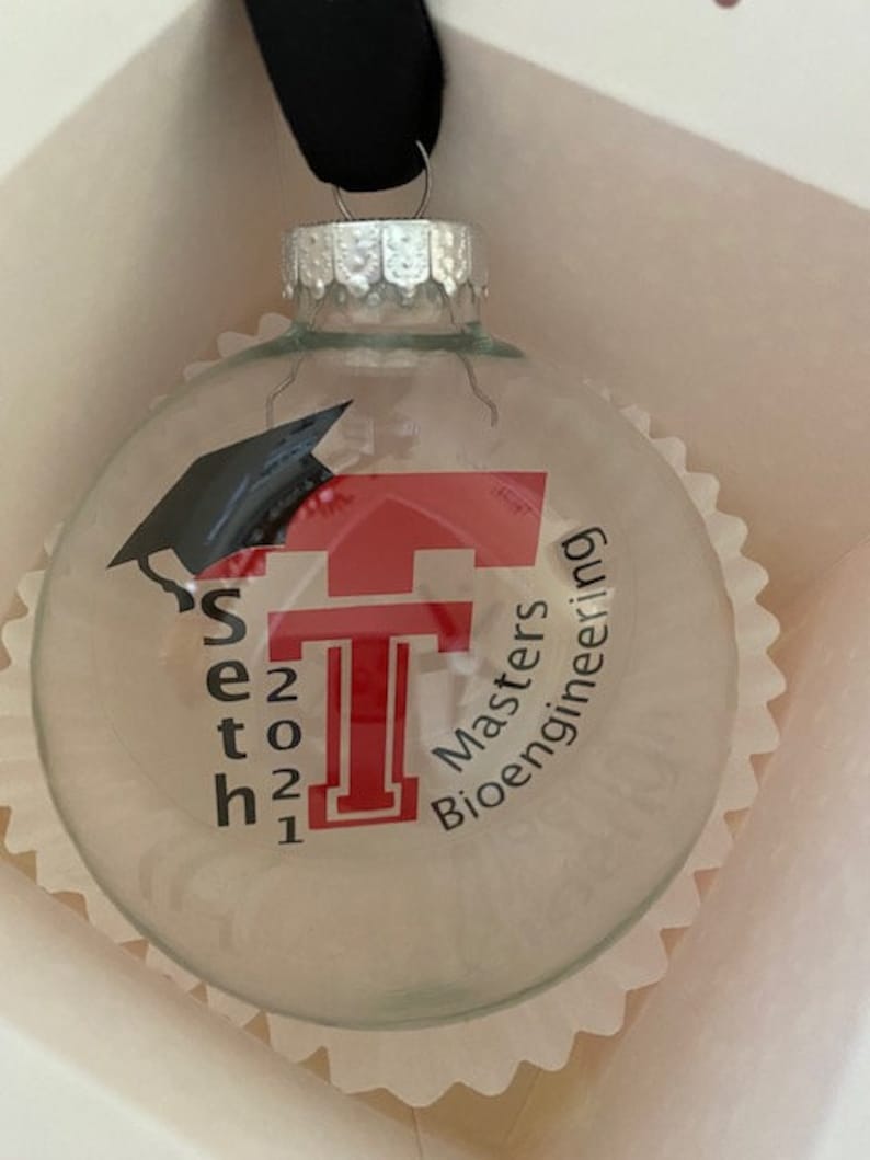 Texas Tech Graduate 'floating' Ornament Glass Christmas Ornament ...