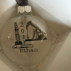Oilfield Derrick Glass Christmas Ornament, Holiday Decor for Oil ...