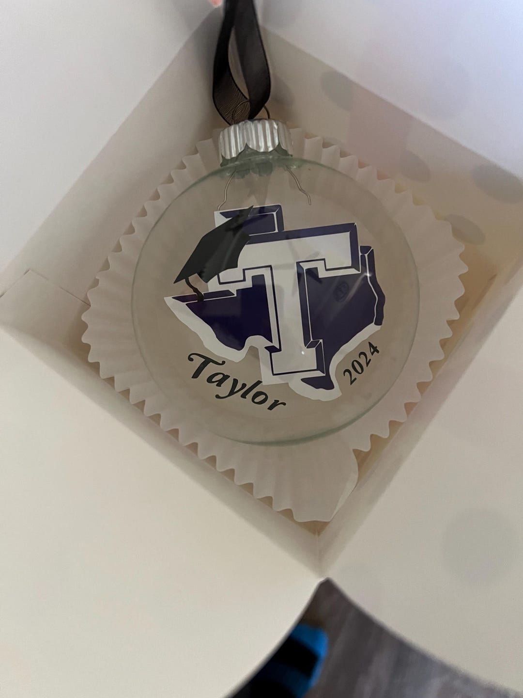 Tarleton State Graduation "floating" Christmas Ornament, Glass Ornament ...