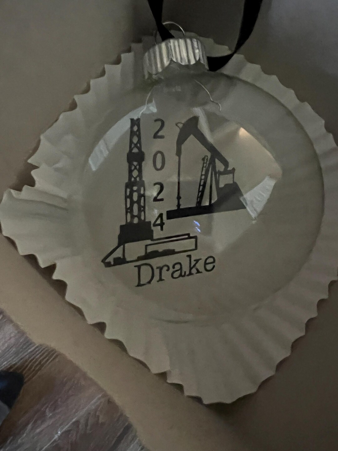 Oilfield Derrick Glass Christmas Ornament, Holiday Decor for Oil ...