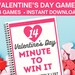 Valentines Minute to Win It Valentines Day Games Valentines Party Games ...