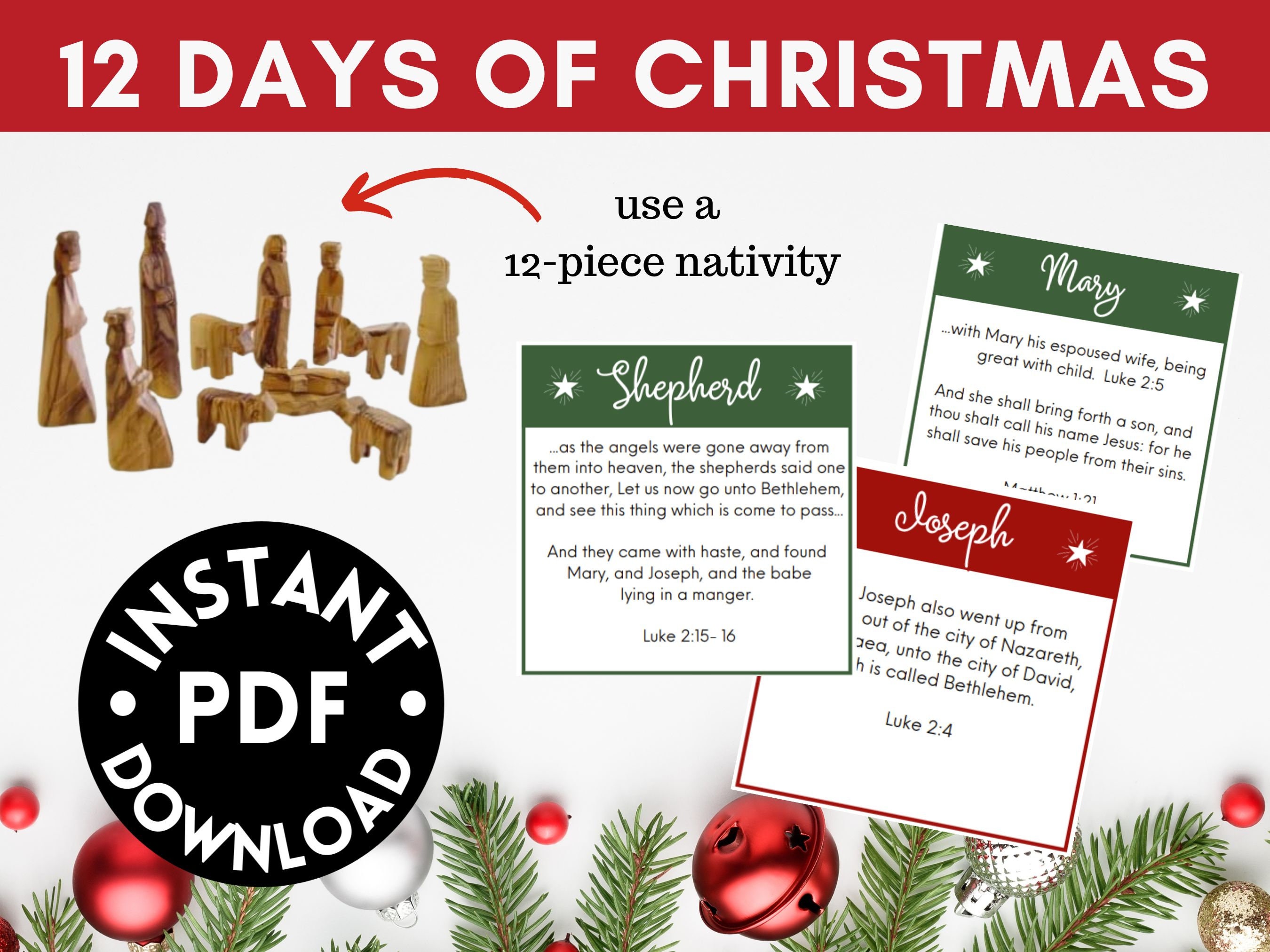 12 Days of Christmas Nativity Countdown 12 Days of Christmas - Etsy UK