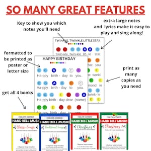 6 Printable Hand Bell Songs - Classic Songs - Color-coded Hand Bell ...