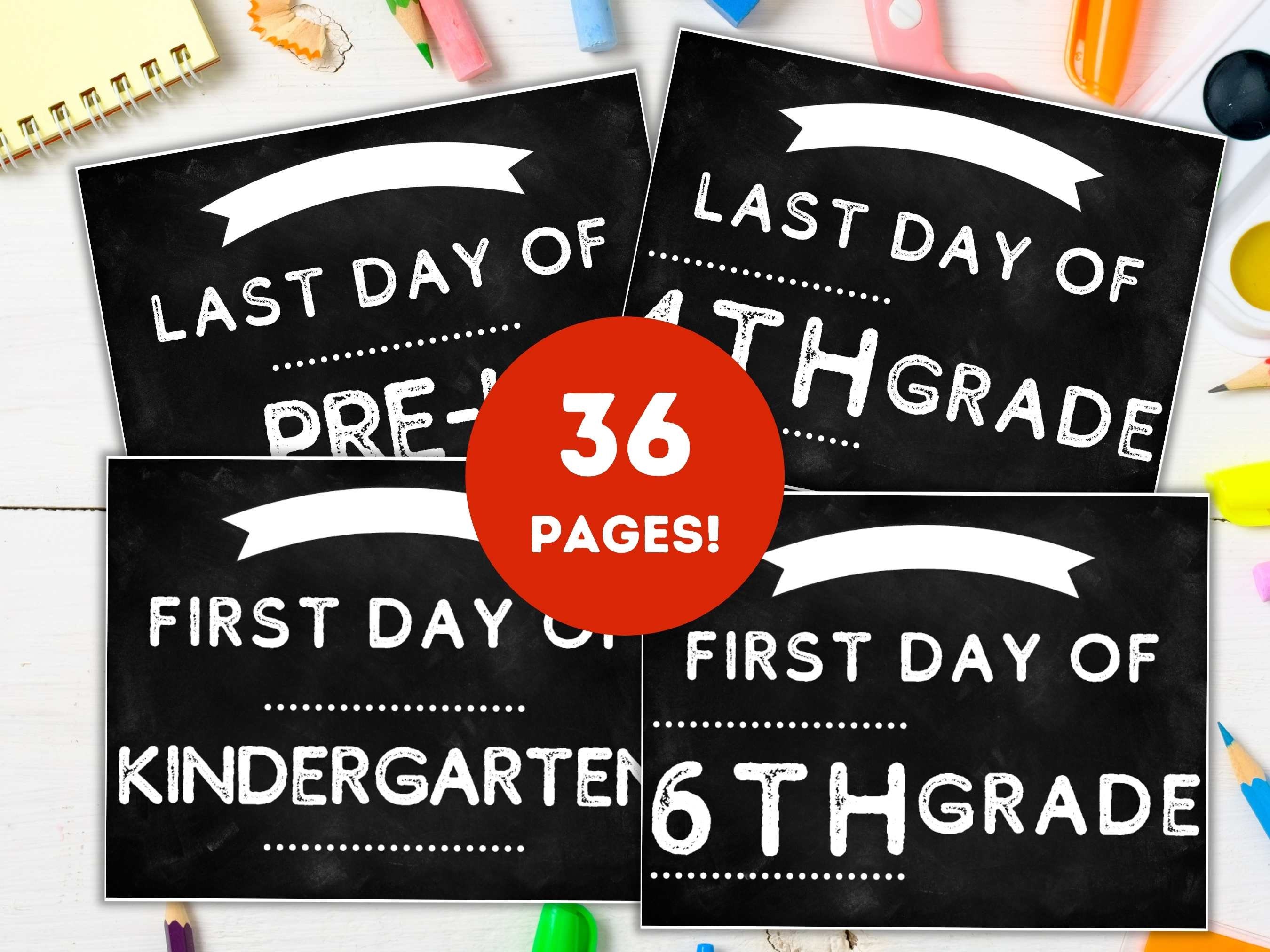 First Day of School Printables Signs Last Day of School - Etsy
