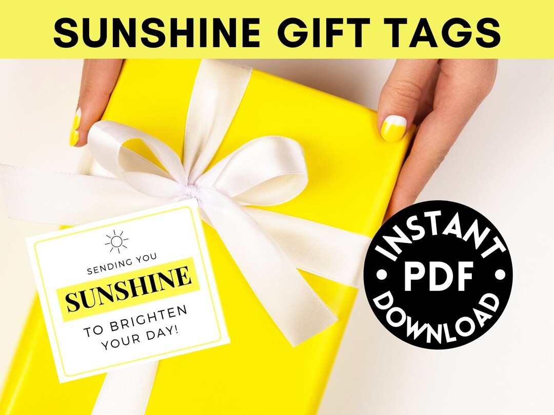 Sunshine Gift Tags- Box of Sunshine-yellow Gift Box Tags- Instant ...