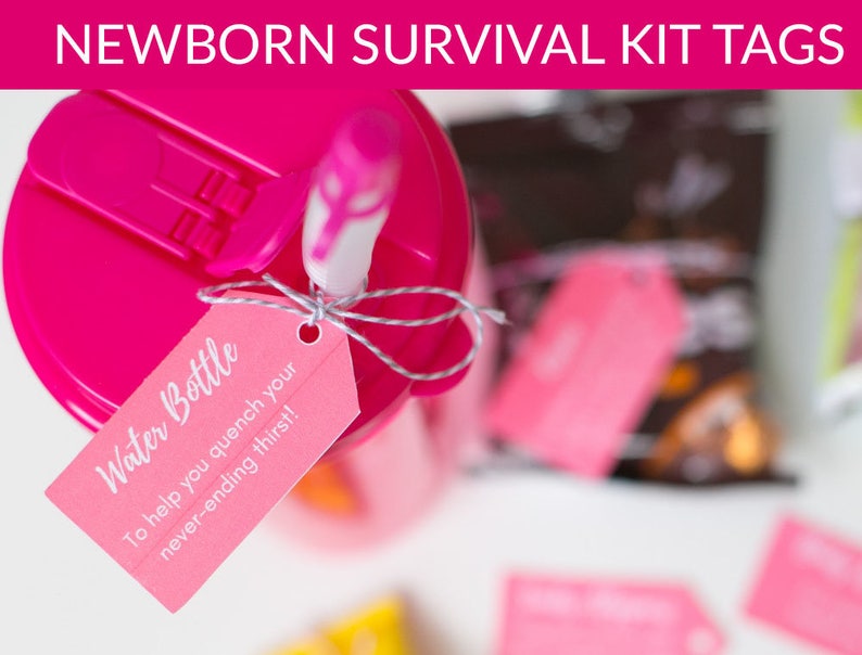 EDITABLE Newborn Survival Kit Gift Tags Creative Baby Shower Gift Idea ...